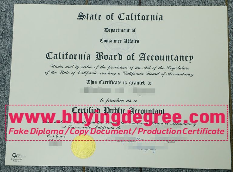 buy a California Board of Accountancy certificate from California