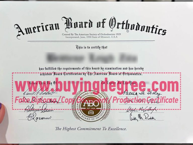 Buy American Board of Orthodontics certificate, fake ABO certification