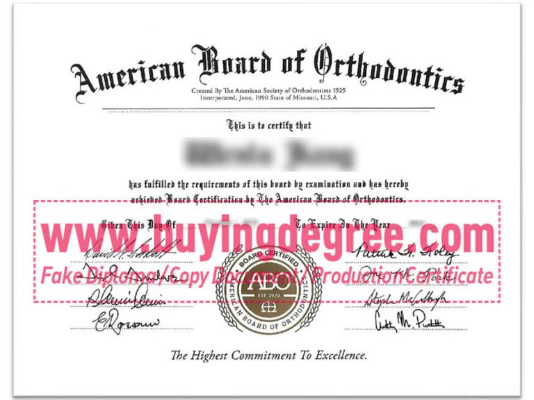 Buy American Board of Orthodontics certificate, fake ABO certification
